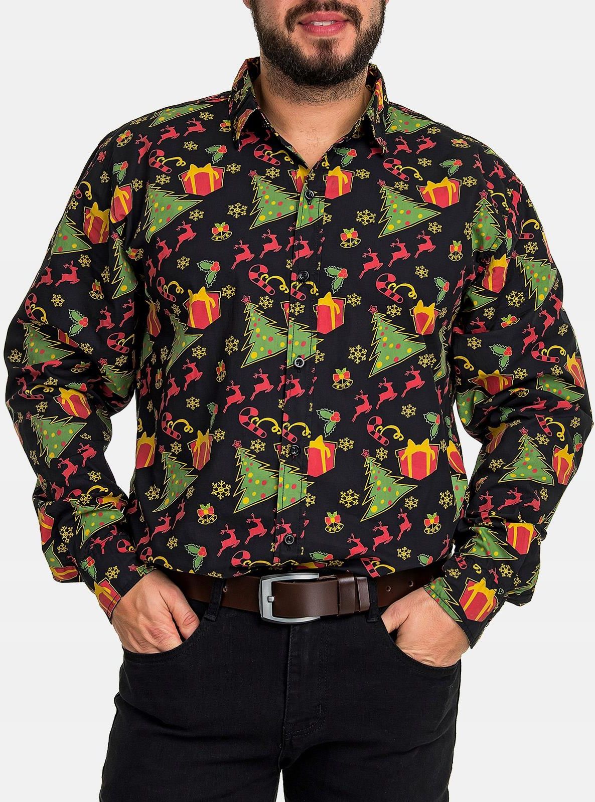 Koszula Męska Świąteczna w Choinki Renifery Święta Mikołajki XL - Ceny ...