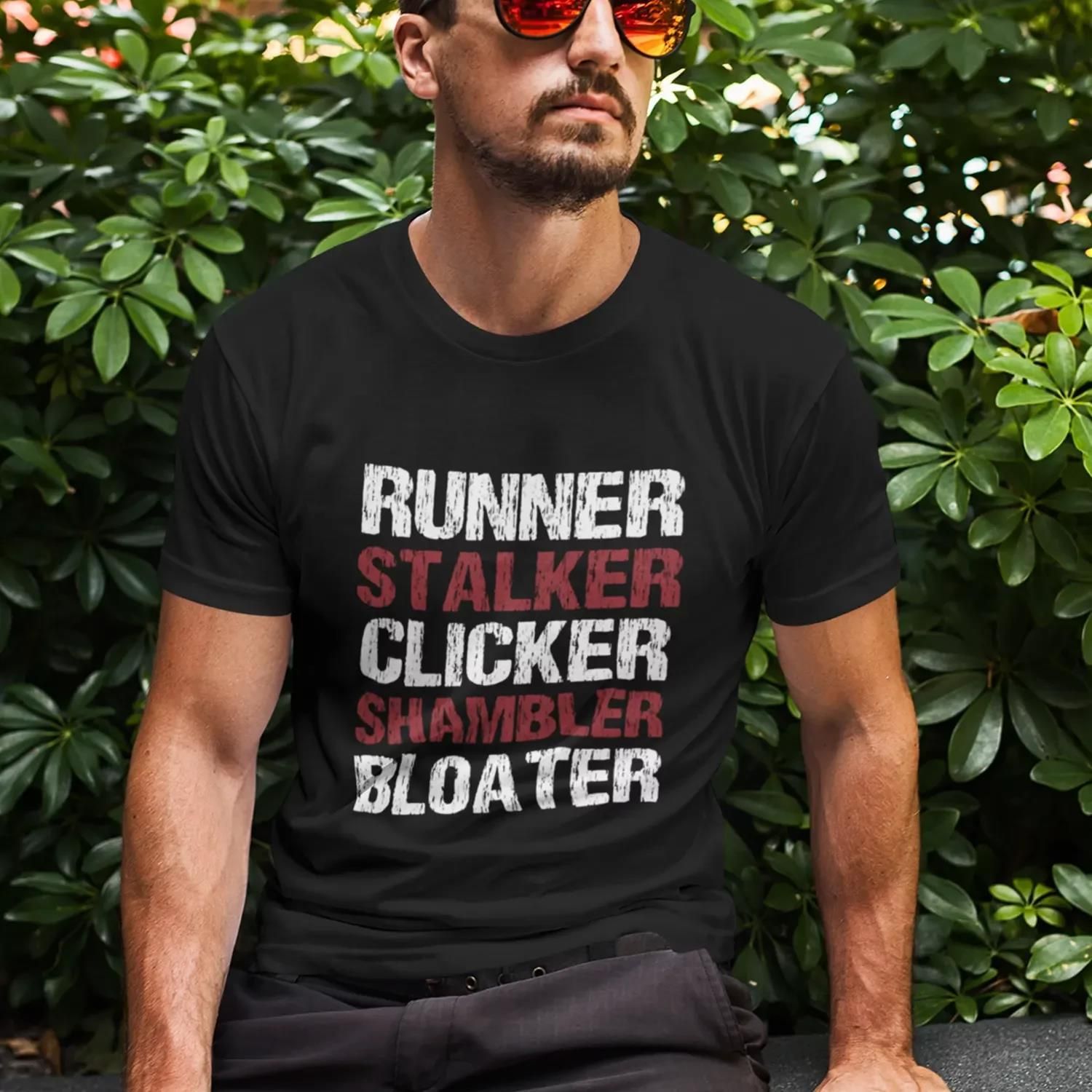 Runner, stalker, clicker, shambler, bloater - męska koszulka dla fanów ...
