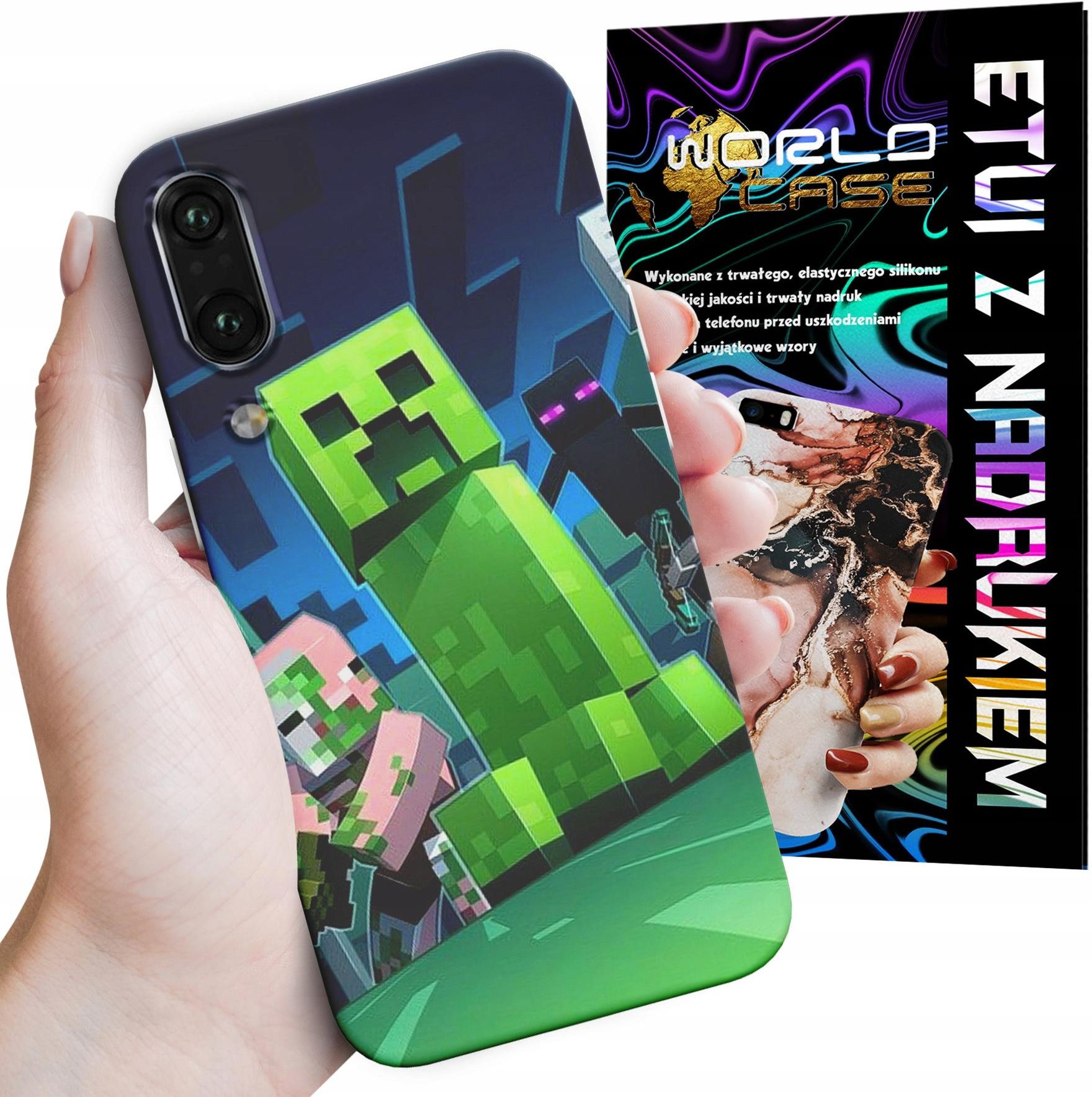 World Case Etui Case Do Huawei P20 Minecraft Creeper Dziecięce Roblox ...