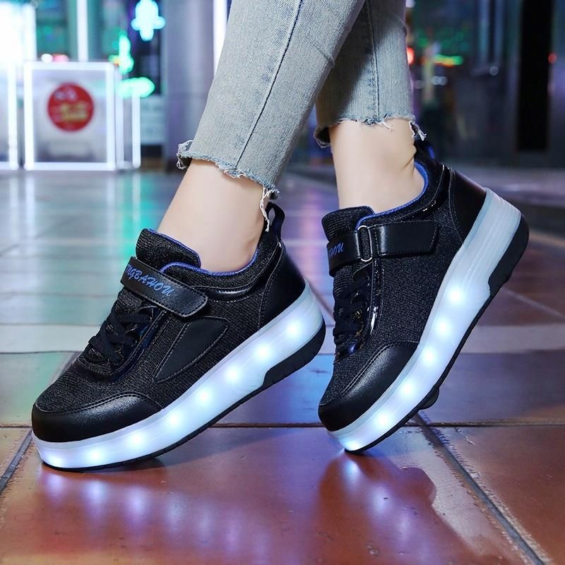 Butorolki Buty Z Rolkami Rolki Wrotki Czarne Led Z Polski - Ceny i ...