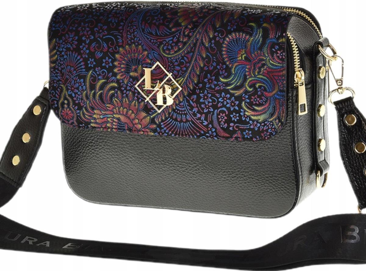 Laura Biaggi modna torebka damska listonoszka na ramię pojemna logo czarna - Ceny i opinie ...