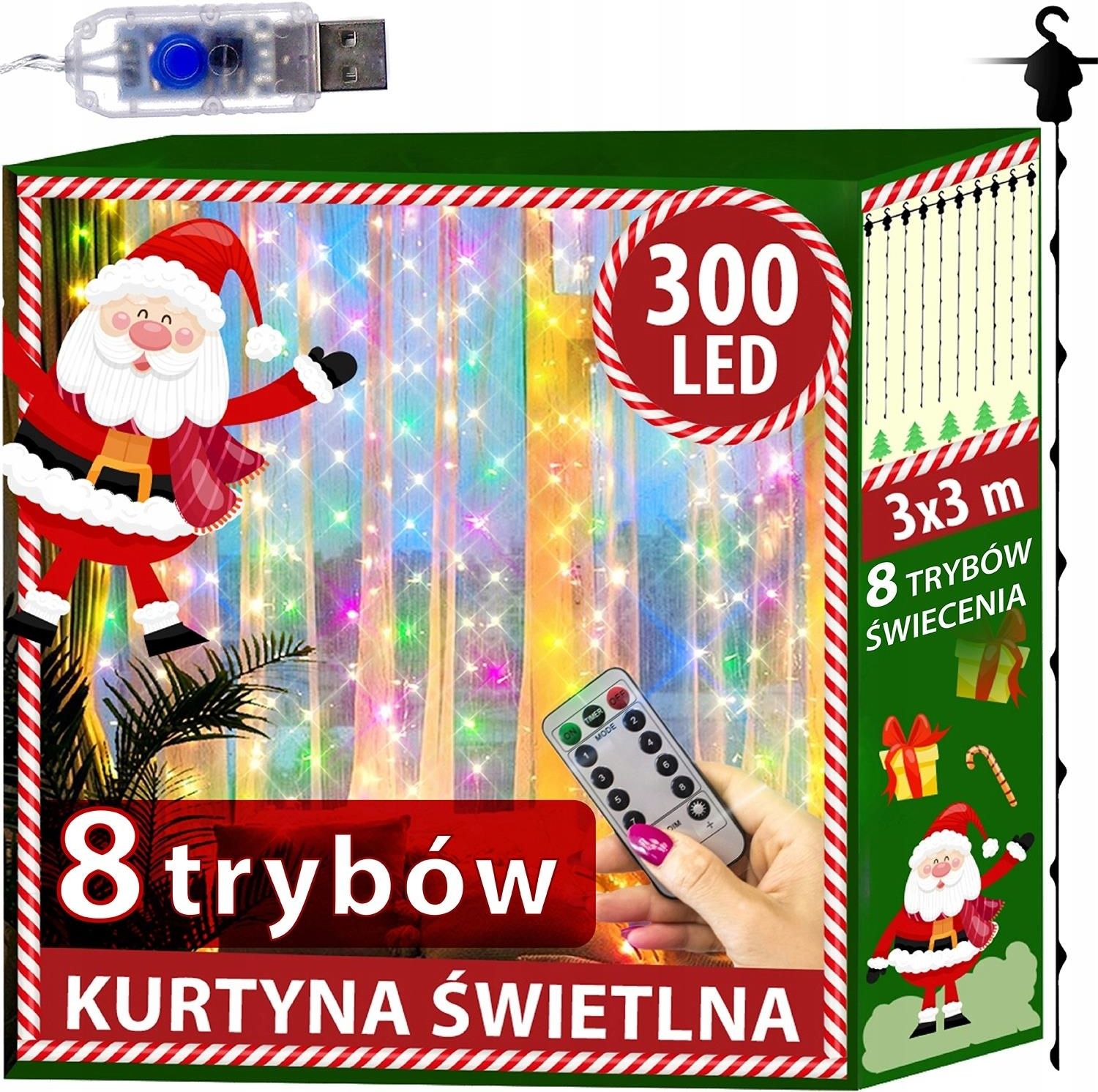 Jumi Kurtyna Świetlna Sople 300 Led Lampki Drucik Pilot 14819021758 ...