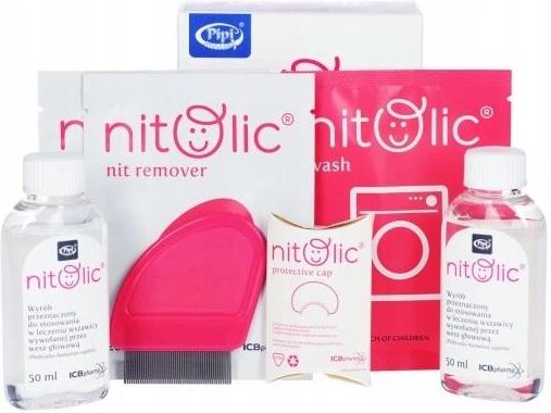 ZESTAW ŚRODEK ELIMINUJE WSZY I GNIDY NITOLIC 100ML SZAMPON NA WSZY ...