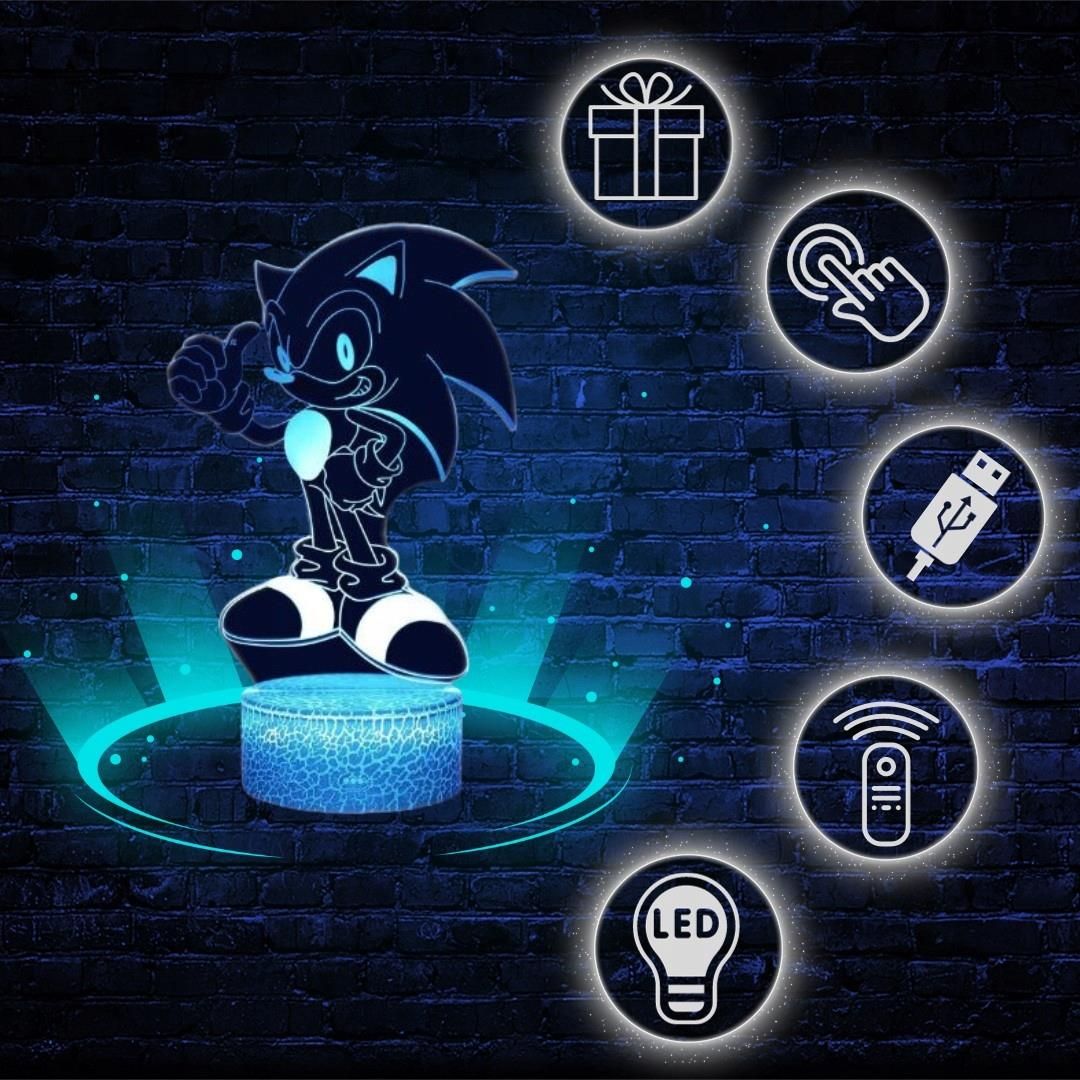 Lampka Nocna Biurkowa Dla Dzieci Sonic Sonik 3D Led Rgb Pilot - Opinie ...