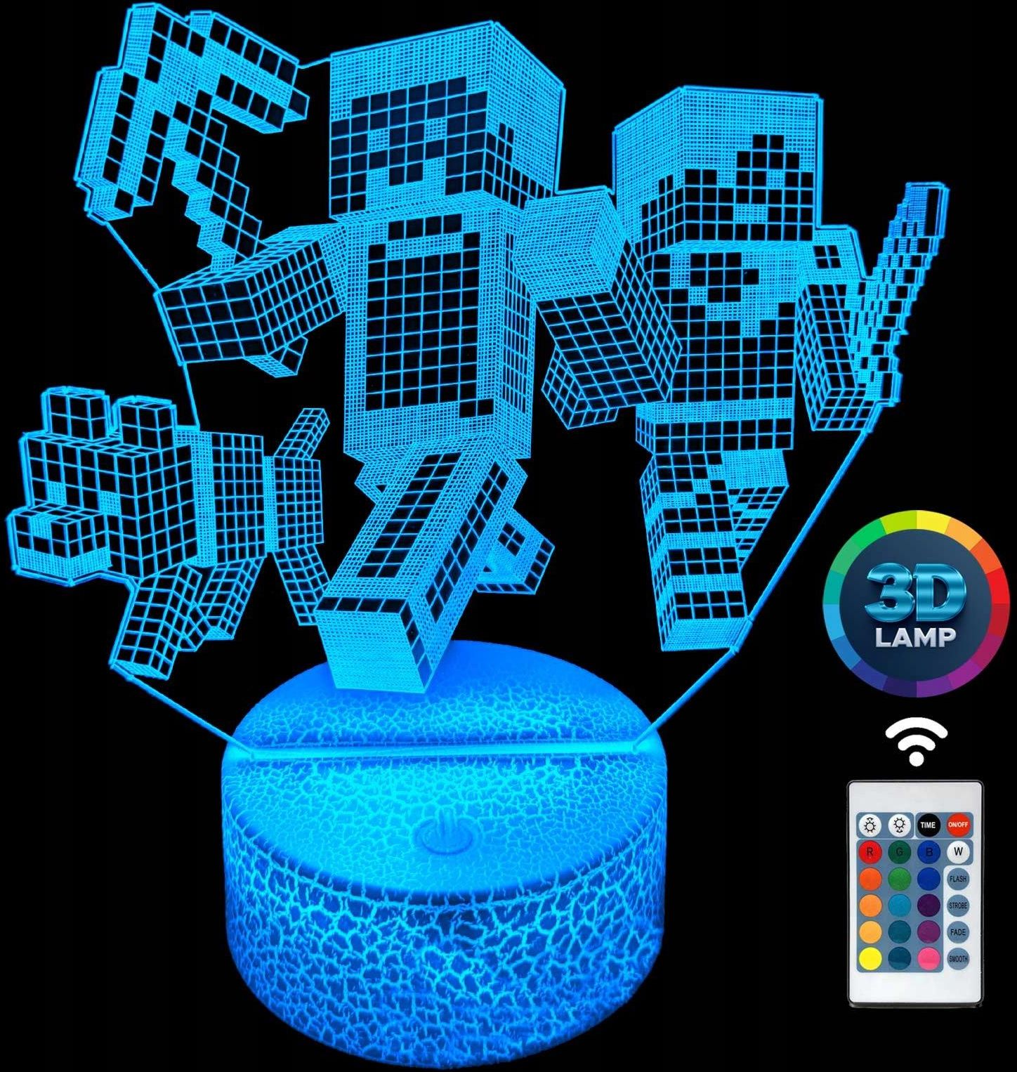 Lampka Nocna Minecraft Steve Alex I Pies 3D Led - Opinie i atrakcyjne ...
