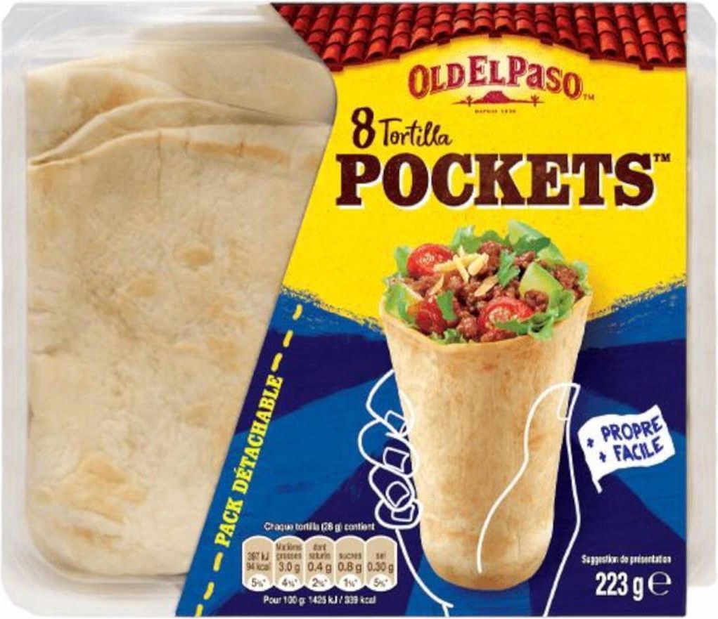 Old El Paso Tortilla Pszenna Kieszonki Bez Zwijania 8 Pockets No Mess ...