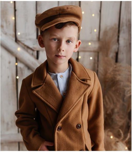 Karmelowy kaszkiet dla chłopca retro Beżowy 1,5-2 lata (86-92 cm ...