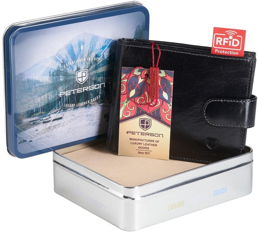 Skórzany poziomy portfel z zabezpieczeniem RFID - Peterson - Ceny i ...