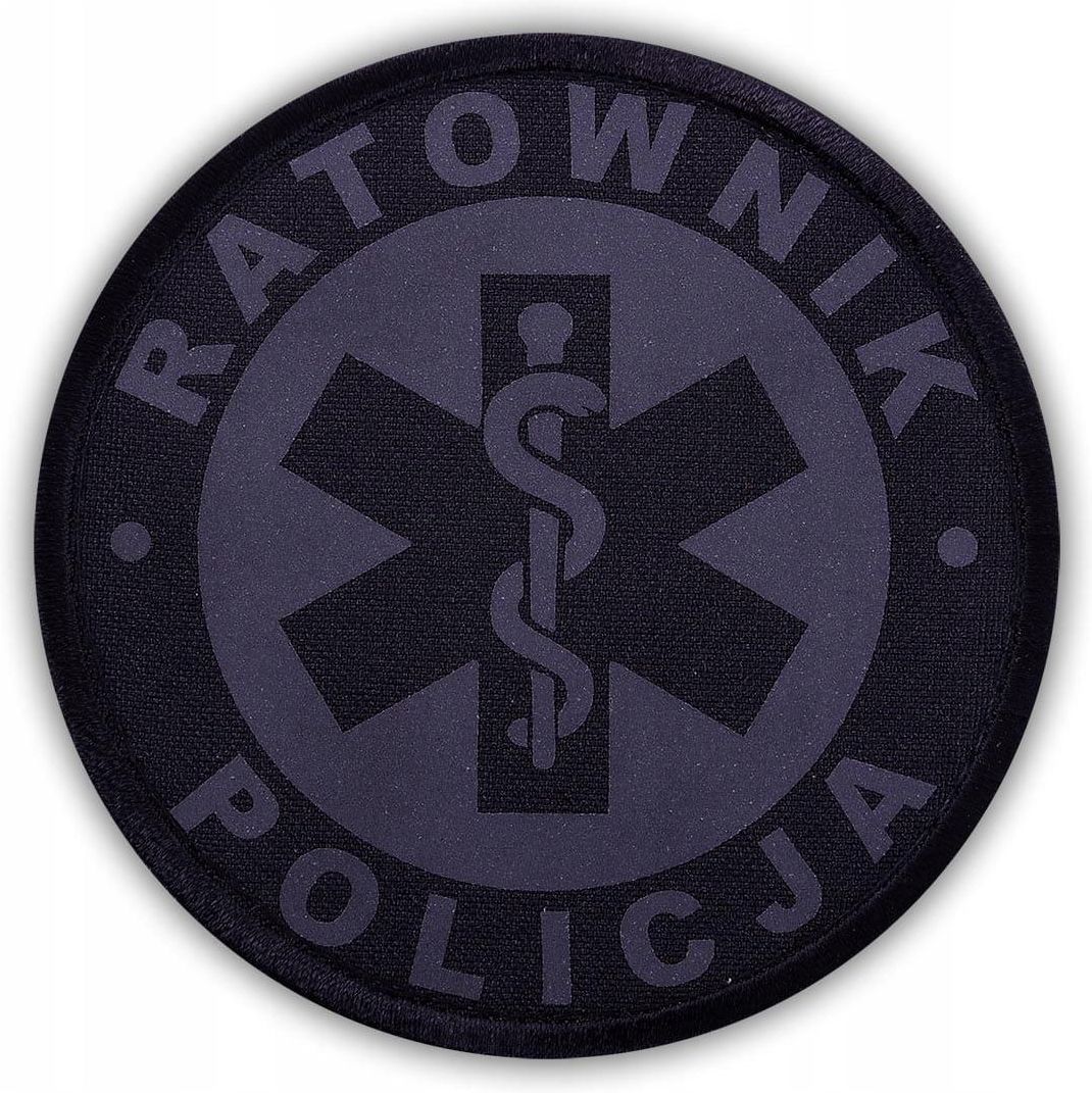 Polska Firma Emblemat Czarny Odblaskowy Ratownik Policja Na Rzepie 8 ...