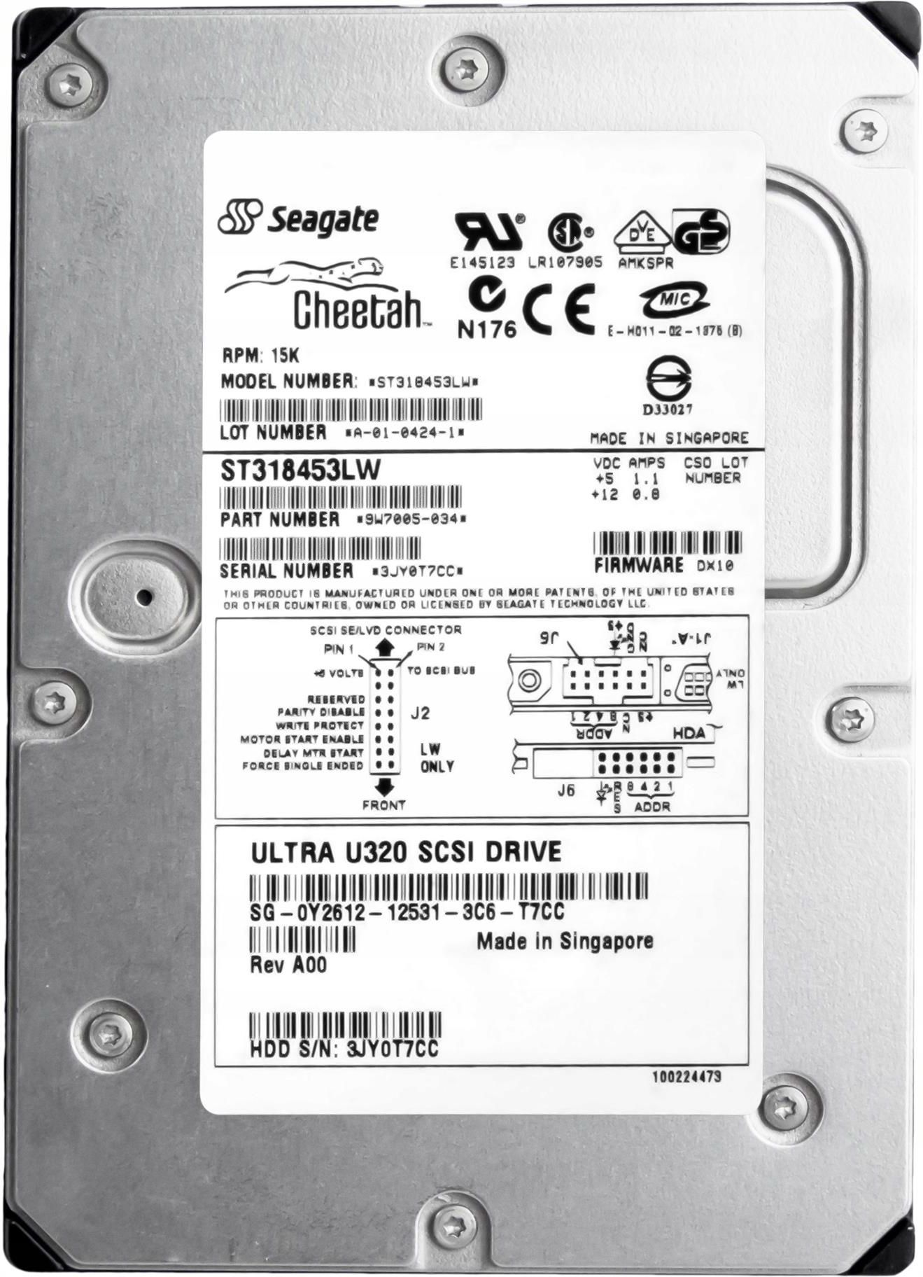 Dysk serwerowy Dell 18.2GB 15K Scsi U320 3.5'' ST318453LW (0Y2612 ...