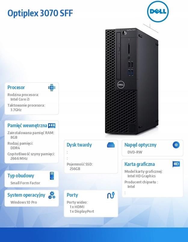Dell Optiplex 3070 SFF (DELL30708GBDVDWIN10KM) - Komputer stacjonarny ...