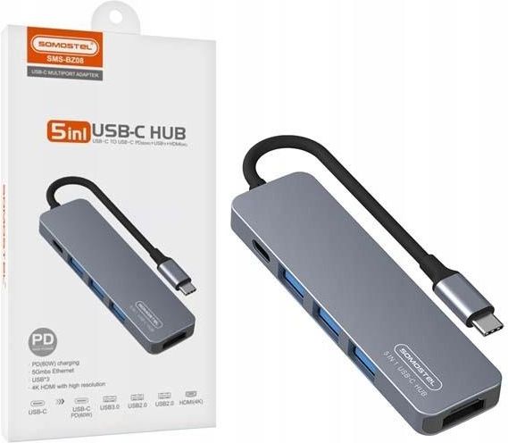 Somostel Adapter Host Usb Sms Bz08 Pd 60W 1Xtyp C 2Xusb2 01Xusb 3 0 ...