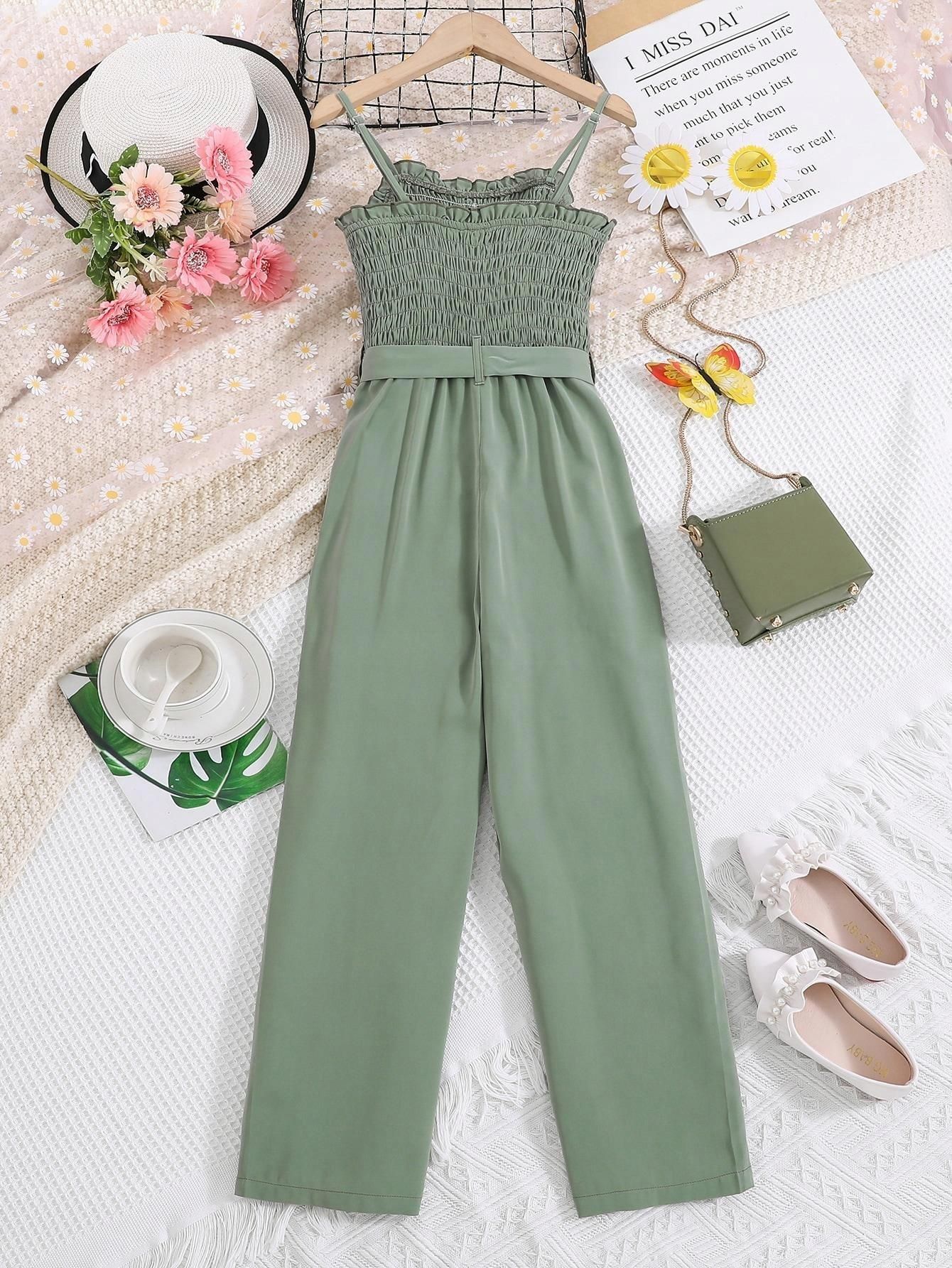 Guziki Ramiączka H3U NF9__140 Shein Zielony Kombinezon Marszczenie - Ceny i opinie - Ceneo.pl