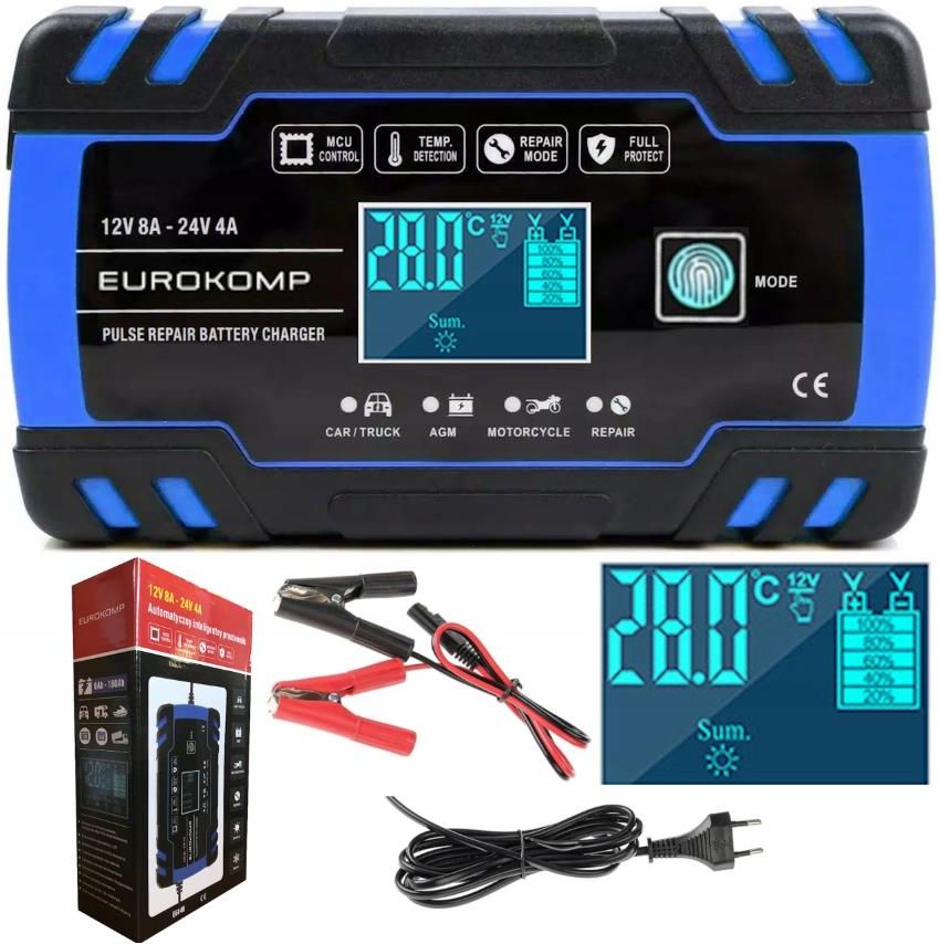 Prostownik do akumulatora Eurokomp LCD 12V 24V 8A - Opinie i ceny na ...