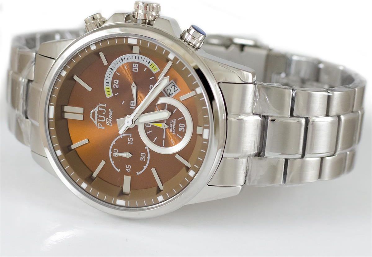 Fuji Time M7104Q Silver-Brown - Zegarki Męskie - Ceny i opinie - Ceneo.pl
