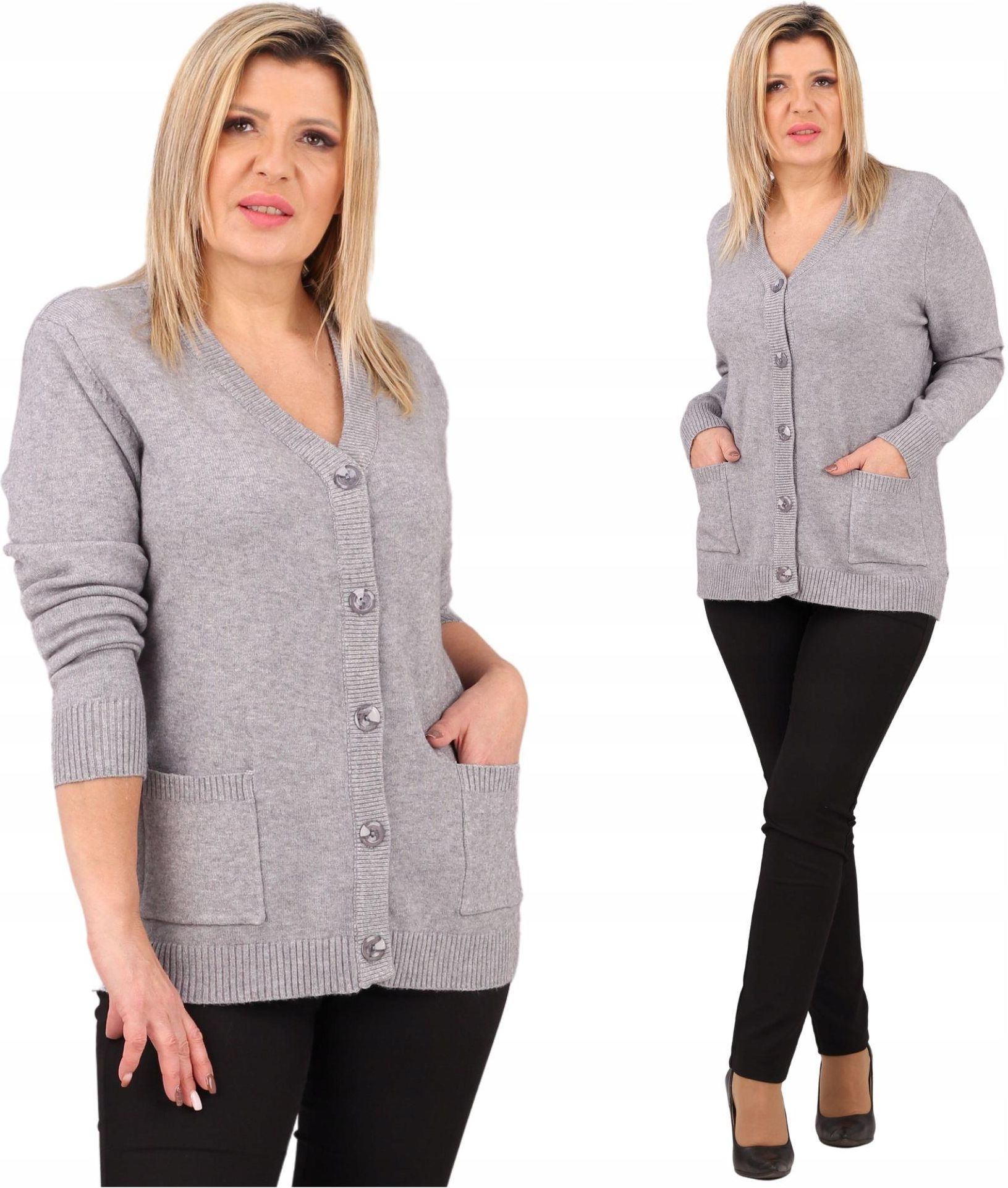 Sweter Rozpinany Damski Bawełniany Kardigan Na Guziki Ciepły Oversize ...