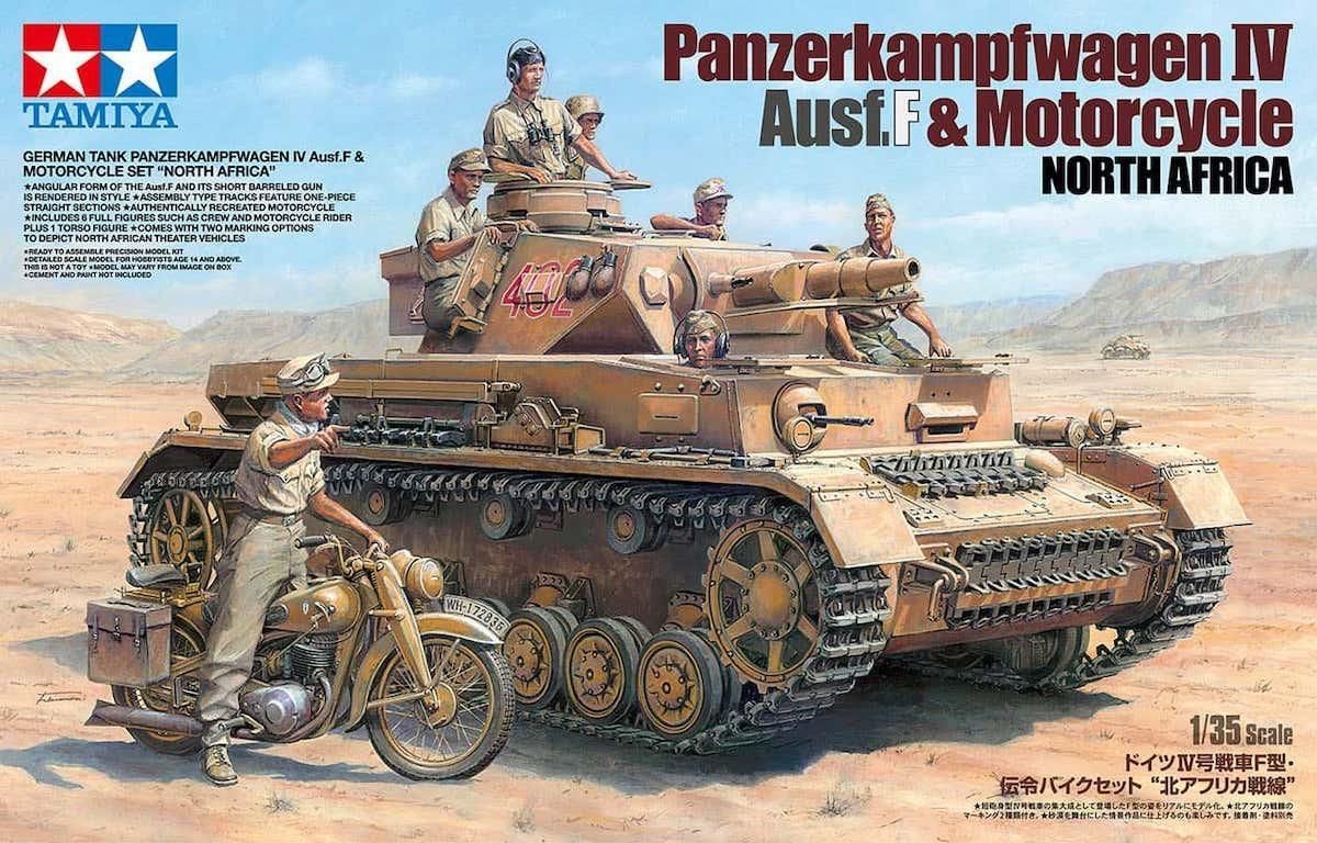 Tamiya 25208 1:35 German Tank Panzerkampfwagen Iv Ausf F And Motorcycle ...