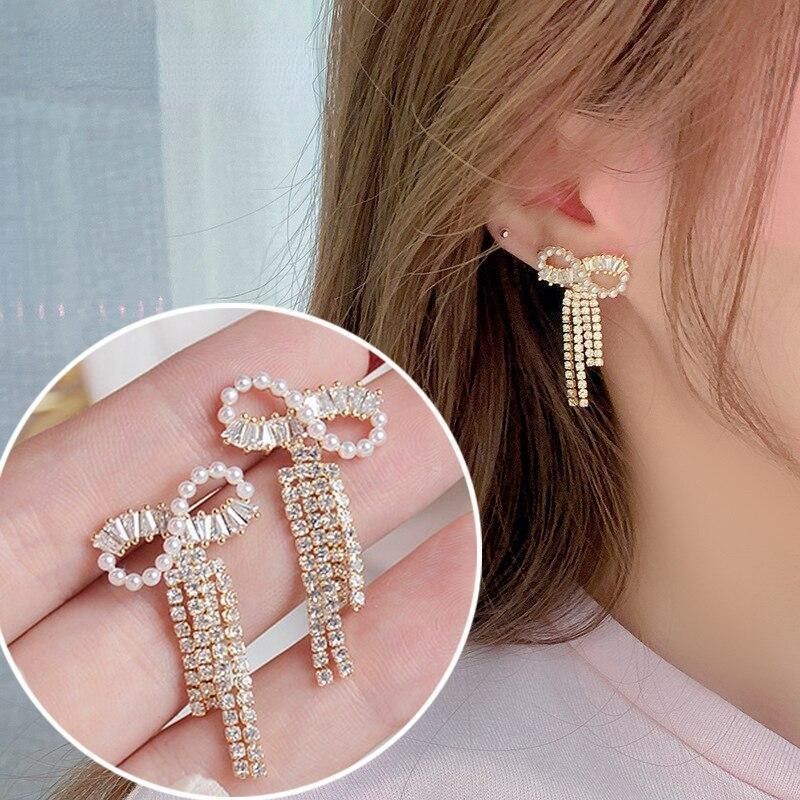 Trend Fashion Stud Kolczyki Damskie kolczyki z kokardą Tassel Fashion ...