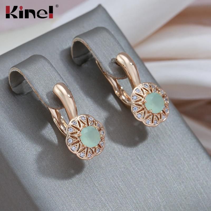 Kinel Lake Green Zircon Drop Kolczyki dla kobiet Klasyczna biżuteria ...
