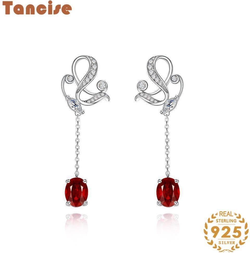 Tancise Jewelry Pigeon Blood Red Kolczyki ze srebra próby 925 ...