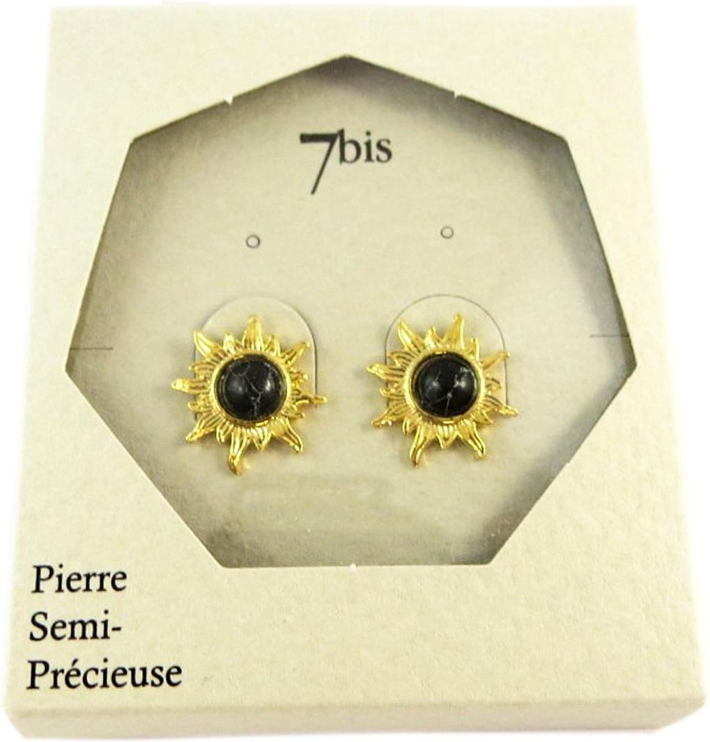 7bis [Q1557] - Ręcznie robione kolczyki Słońce z czarnego złota - 14x14 ...