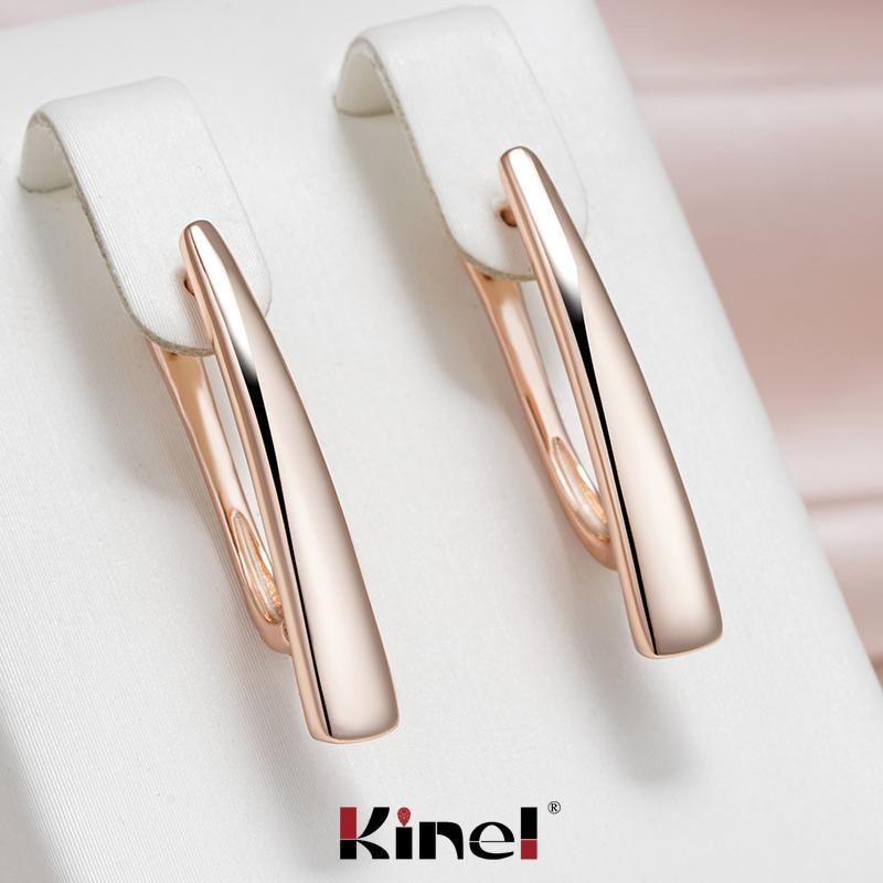 Kinel kolczyki w kształcie litery V w kolorze różowego złota dla kobiet biżuteria ślubna w stylu ...