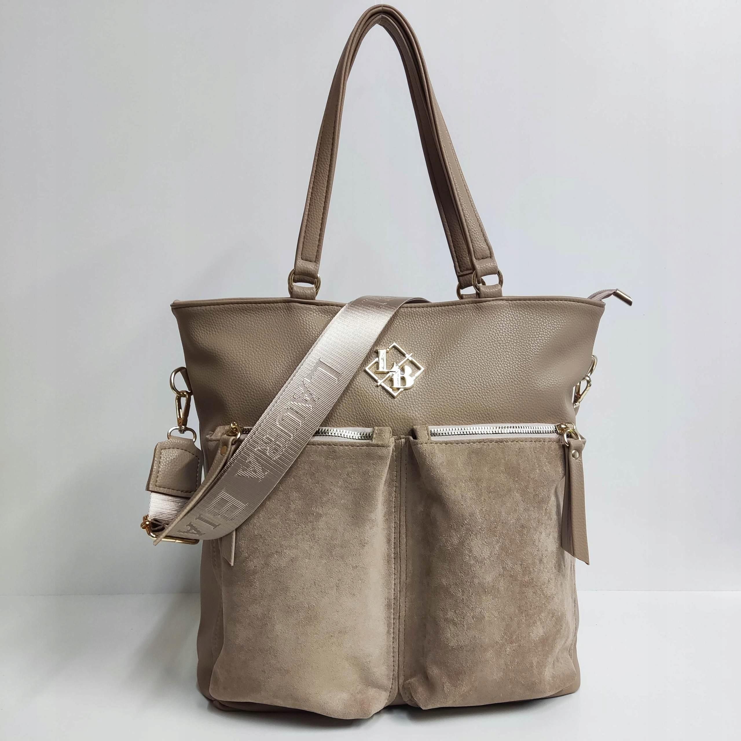 Torebka shopper Laura Biaggi torba na ramię beżowa zamsz - Ceny i opinie - Ceneo.pl