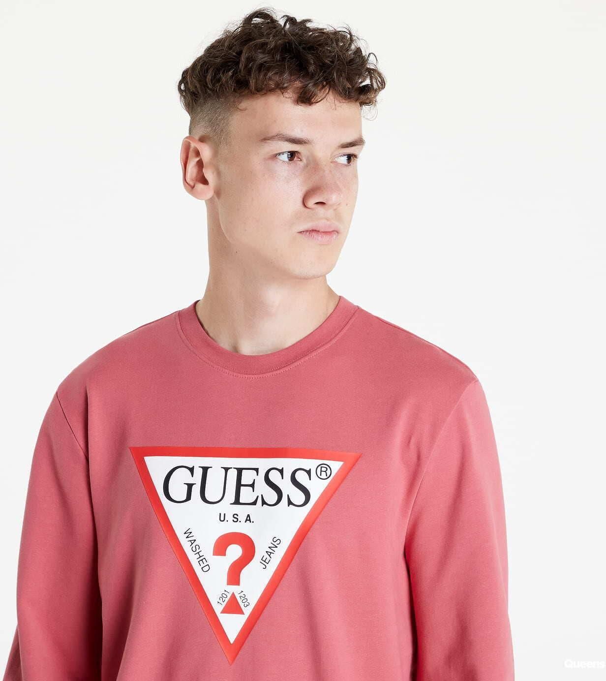 GUESS Triangle logo Sweatshirt Pink - Ceny i opinie - Ceneo.pl