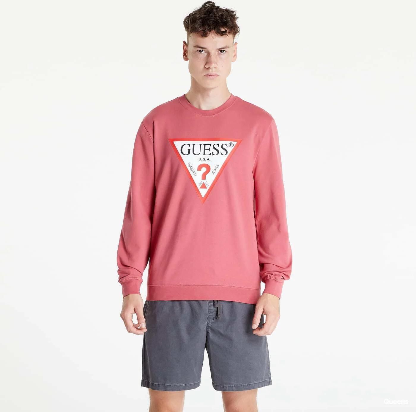 GUESS Triangle logo Sweatshirt Pink - Ceny i opinie - Ceneo.pl