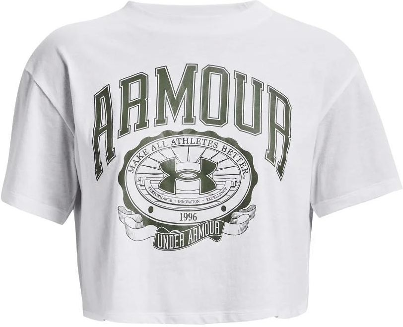 Under Armour Women‘s T-shirt UA Collegiate Crest Crop SS White - Ceny i ...