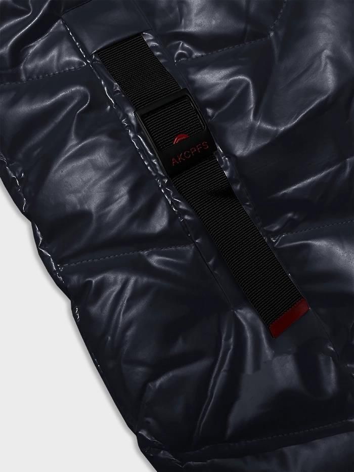 Metaliczna dopasowana zimowa kurtka damska Rosse Line granatowa (7227 ...