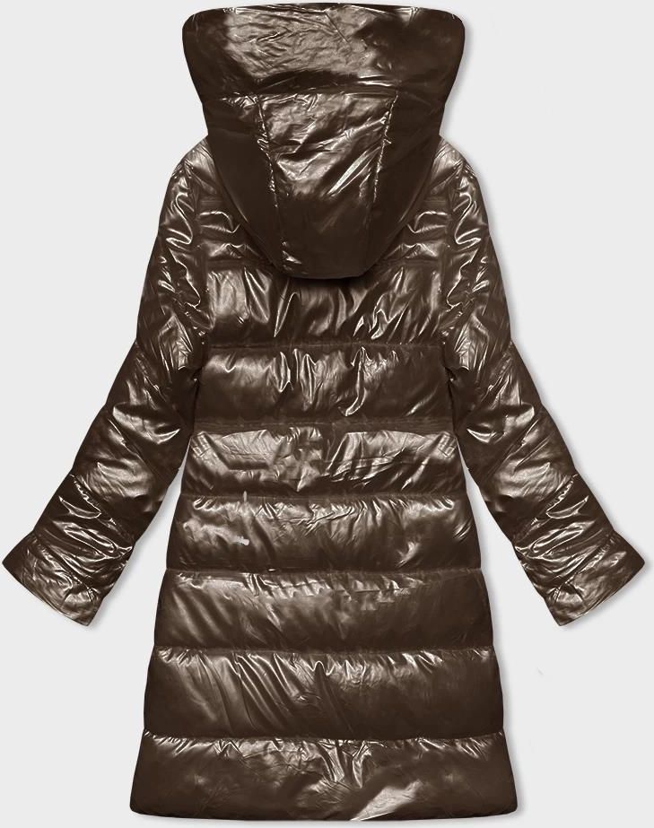 Metaliczna dopasowana zimowa kurtka damska Rosse Line brązowa (7227 ...