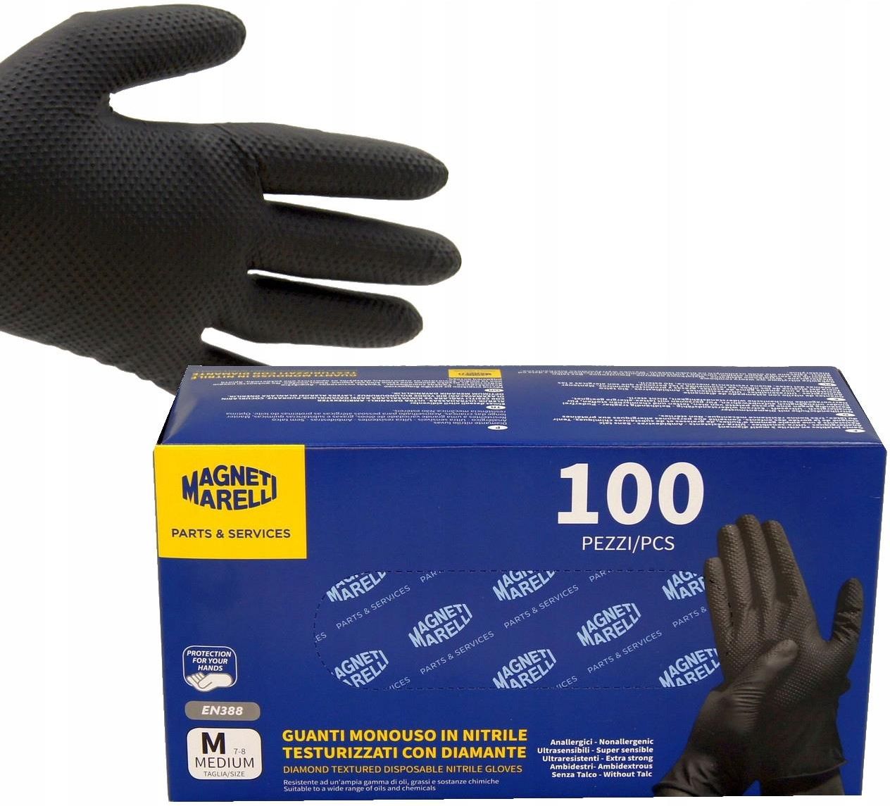 Magneti Marelli Rękawice Rękawiczki Nitrylowe Czarne Teksturowane M ...