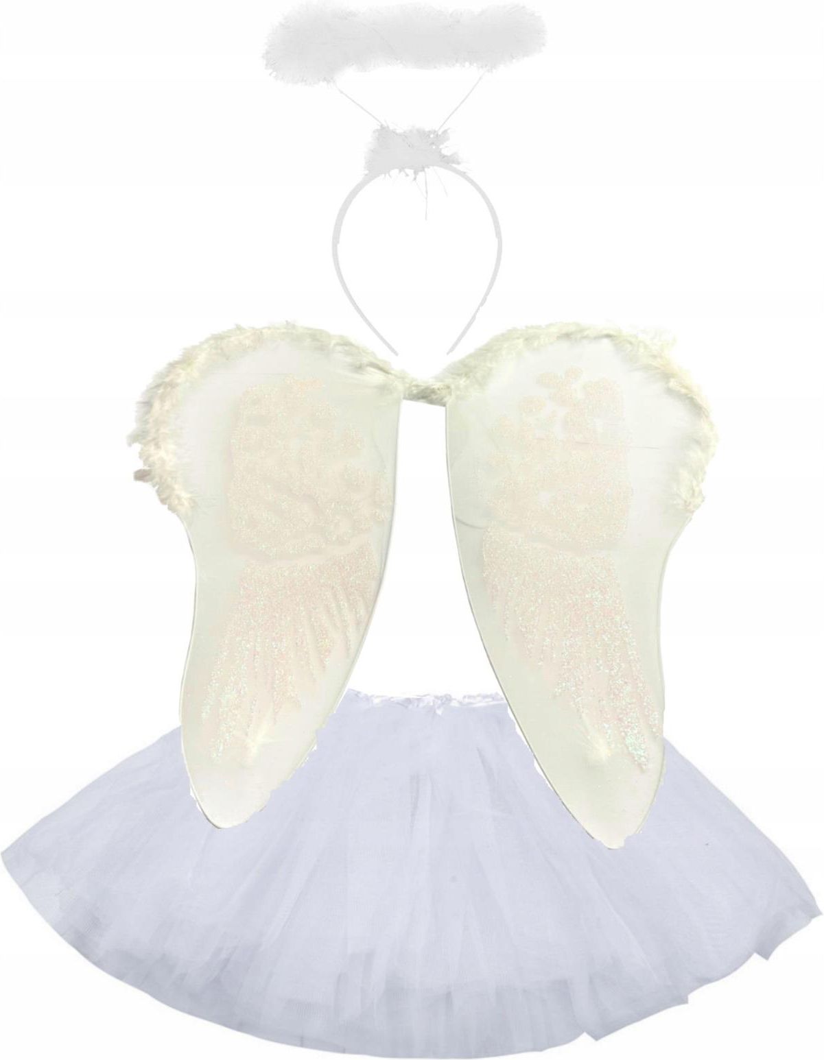 Strój Anioła Aniołka Skrzydła Spódniczka Tutu Aureola R.90-120Cm - Ceny ...