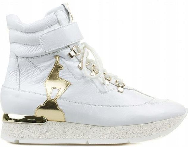 Botki damskie HOGL białe skórzane ocieplane na platformie lekkie 40 ...