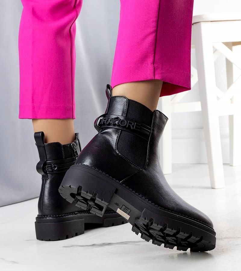 Czarne botki wysoka platforma buty 250005B-PU 36 - Ceny i opinie - Ceneo.pl
