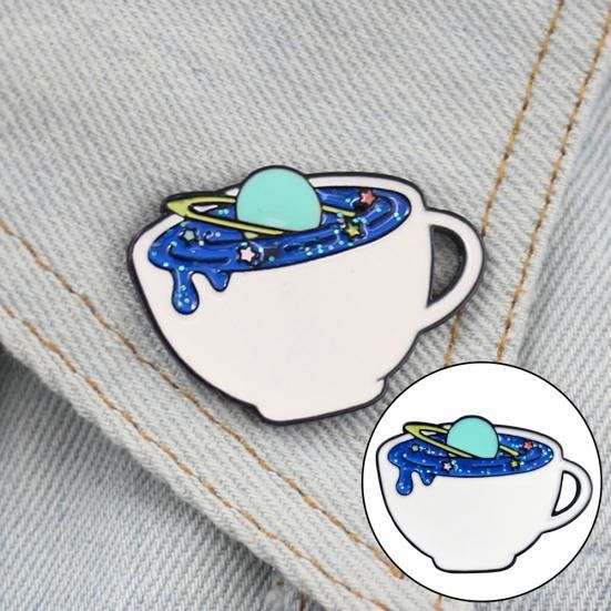 Cool Enamel Planet Cup Women Denim Shirt Lapel Brooch Pin Button Badge ...
