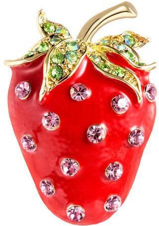 Cute Strawberry Shape Rhinestone Inlaid Brooch Pin Women Backpack ...