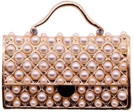 Women Handbag Shape Faux Pearl Inlaid Brooch Pin Denim Jacket Collar ...