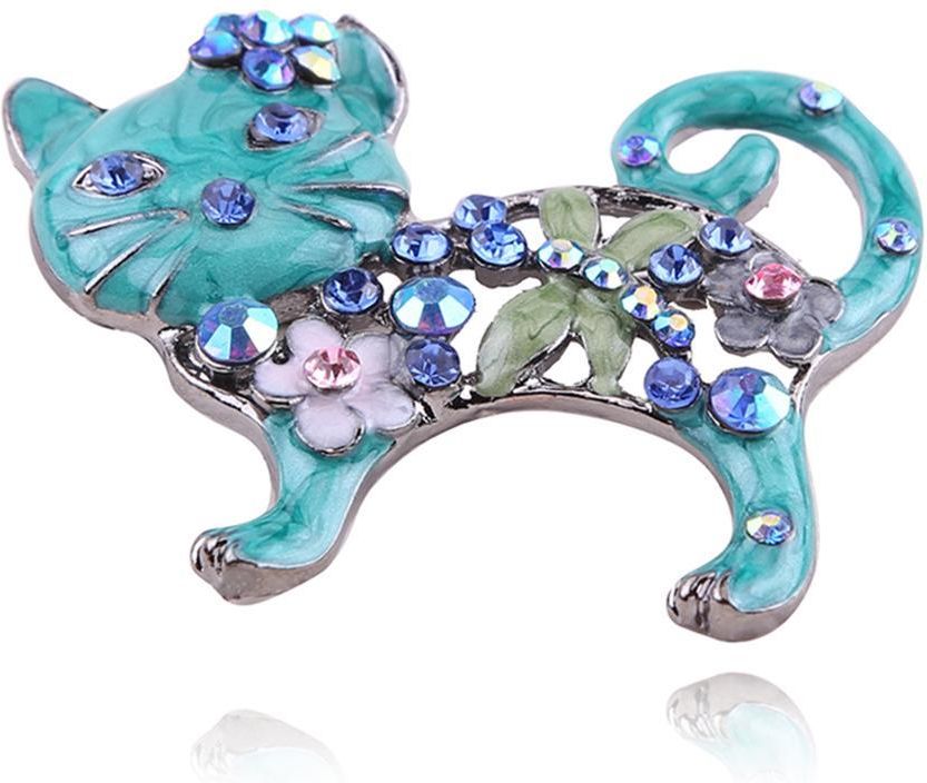 Enamel Cat Brooches For Women Cute Animal Rhinestone Brooch Pin Fashion ...