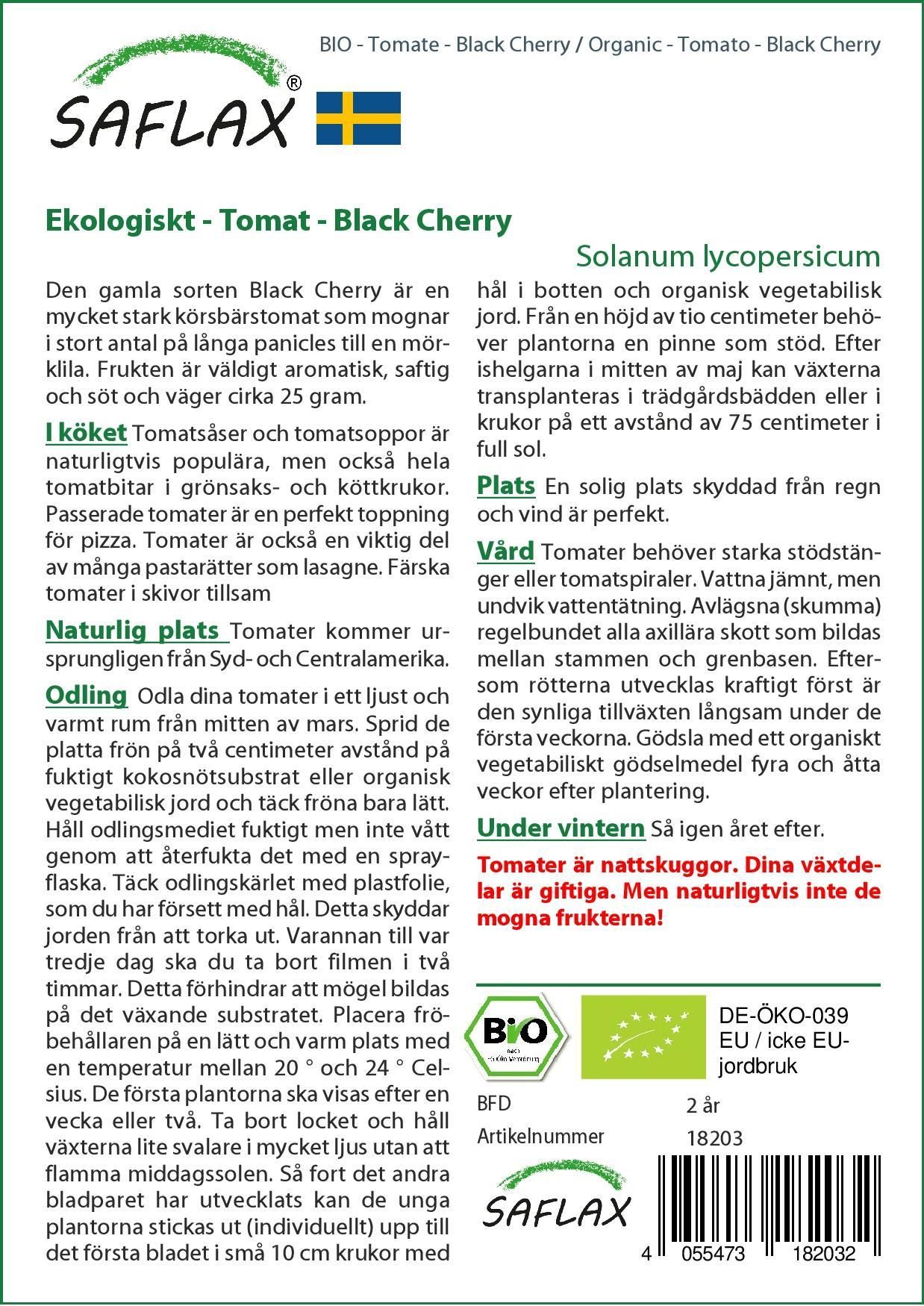 Saflax Zestaw Upominkowy Organiczny Pomidor Czarna Wiśnia 10 Nasion Z ...