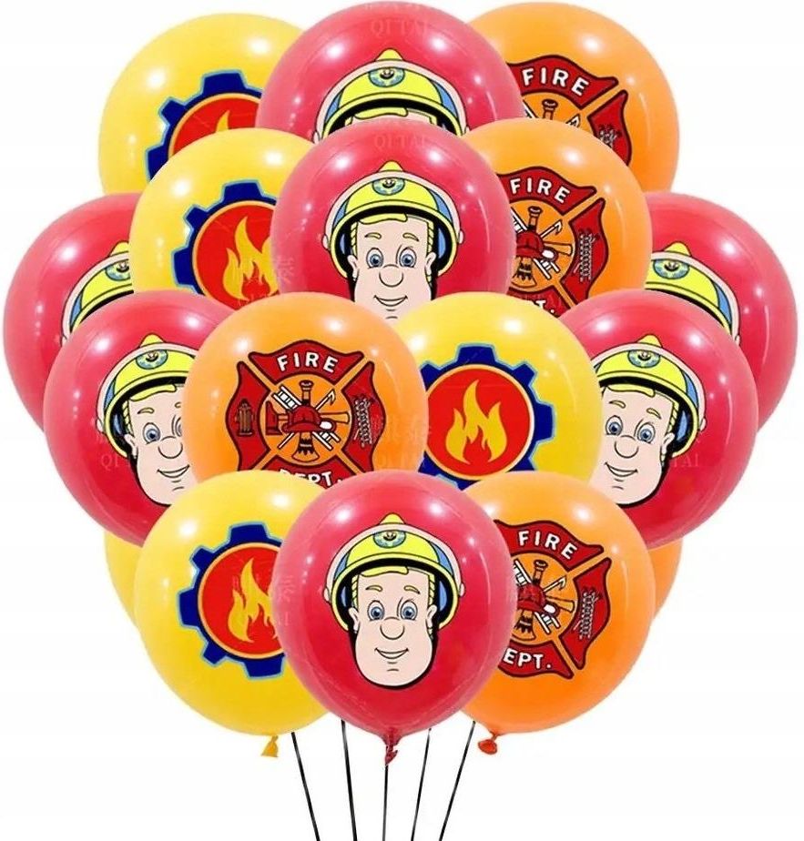 Balon Balony Zestaw Strażak Sam Straż Pożarna Dekoracja Urodziny 12szt ...