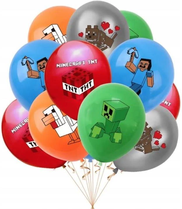 Balon Balony Minecraft Gracz Creeper Piksel Dekoracja Urodziny 10szt ...