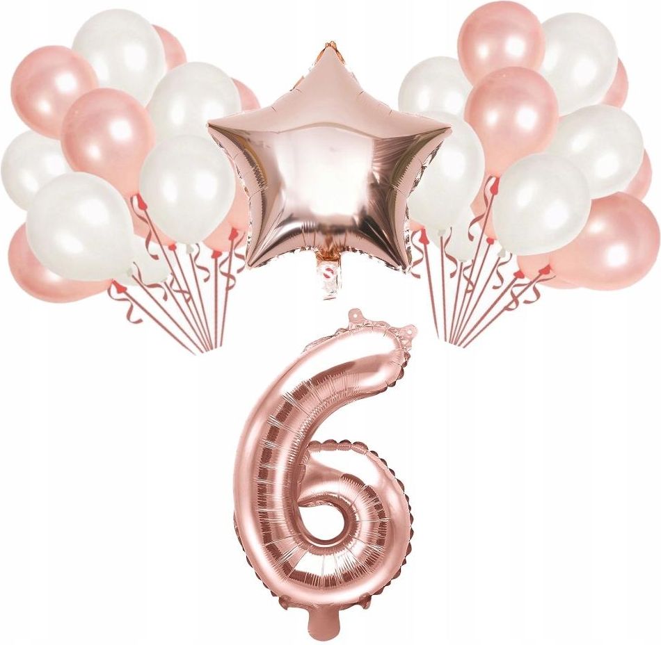 Zestaw Balony 6 Urodziny Rose Gold Perłowe 6 Rocznica Ślubu 1641364509 ...