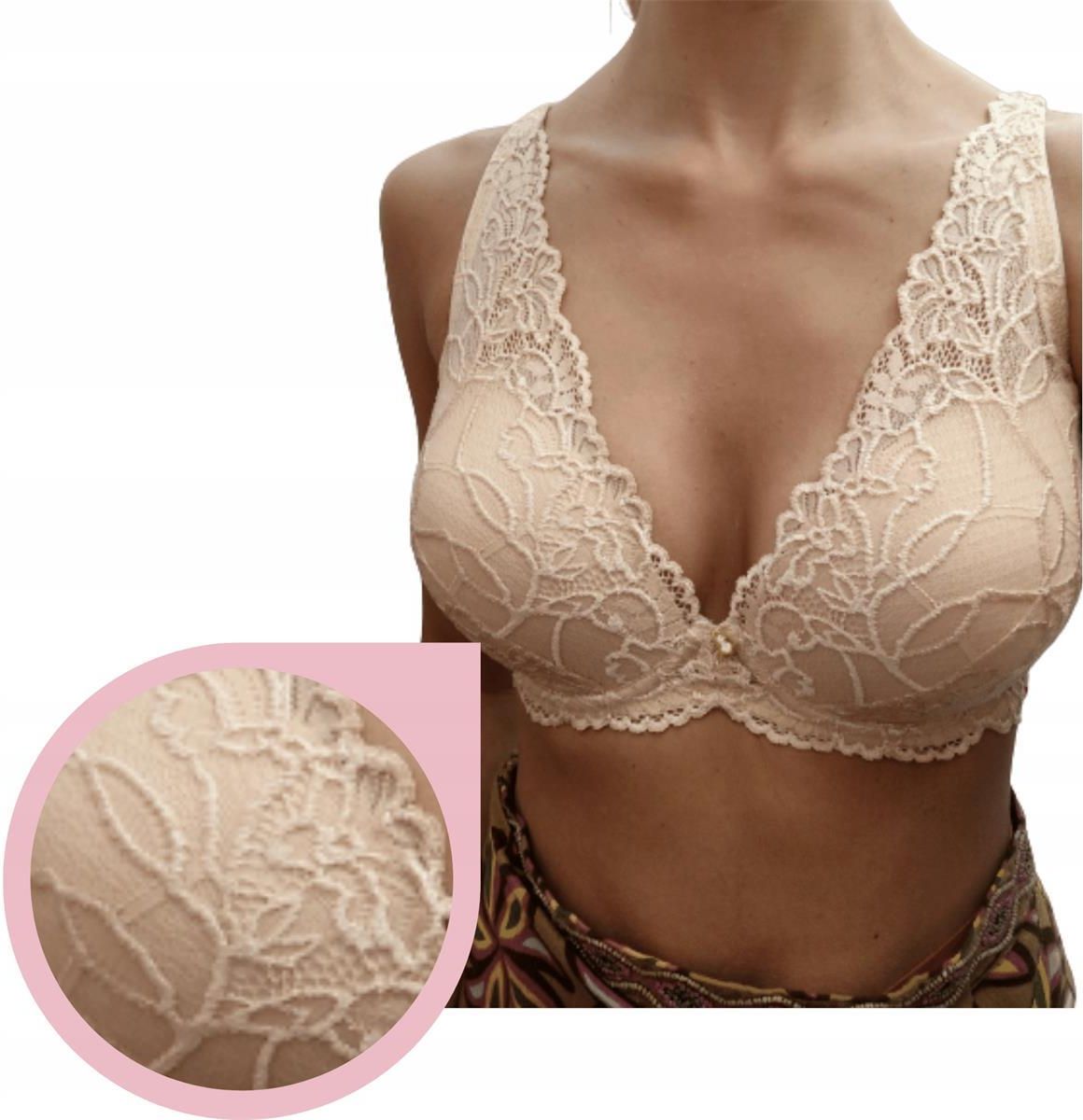 Biustonosz Lemax Angelina Push up beżowy koronkowy stanik powiększający 80C - Ceny i opinie ...
