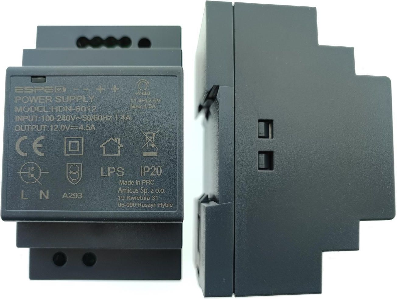 Espe Zasilacz Impulsowy Na Szynę Din Hdn-6012 12V/54W/4.5A Hdn6012 ...