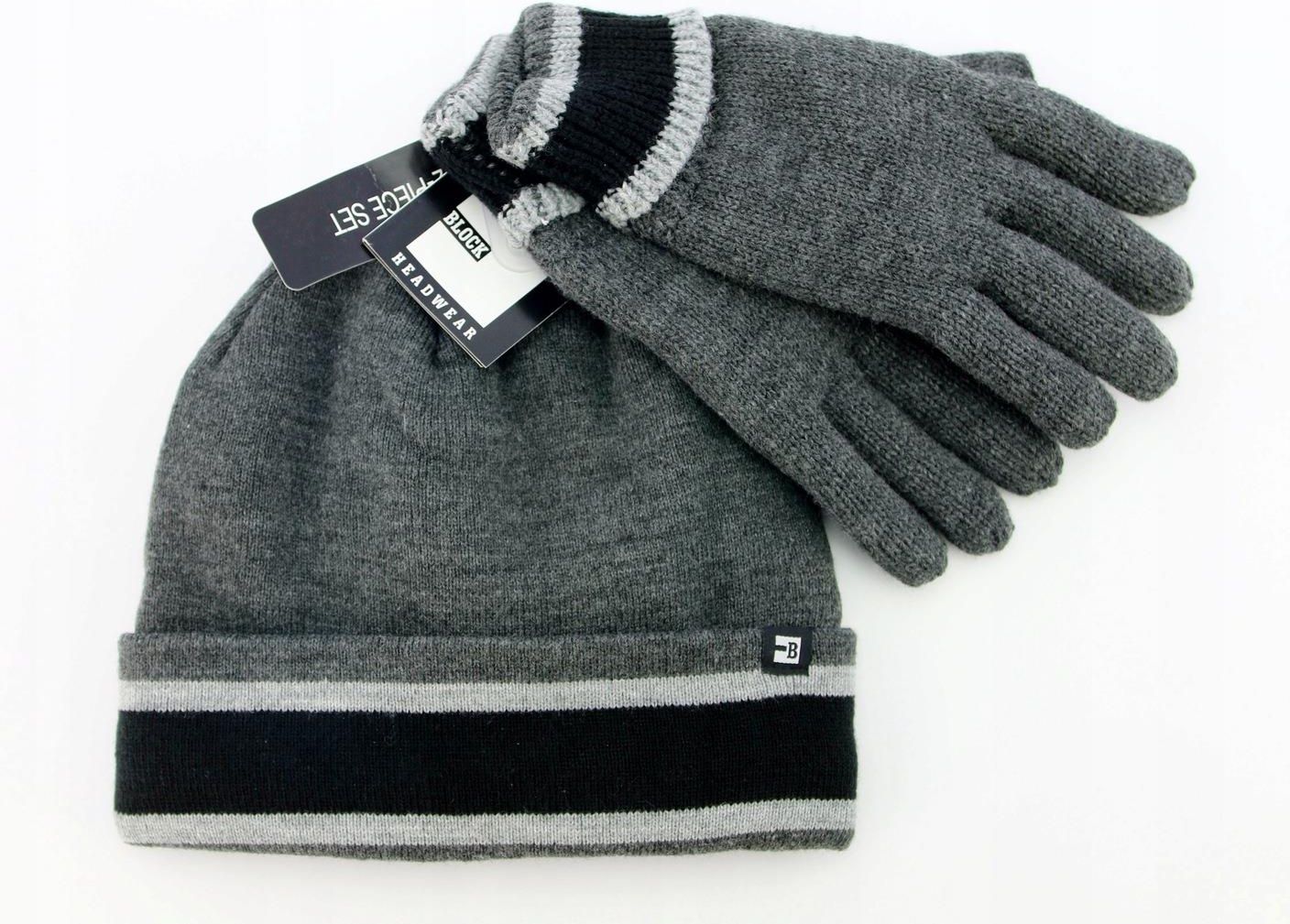Block Headwear Zestaw młodzieżowy Czapka zimowa 54-58 cm rękawiczki ...