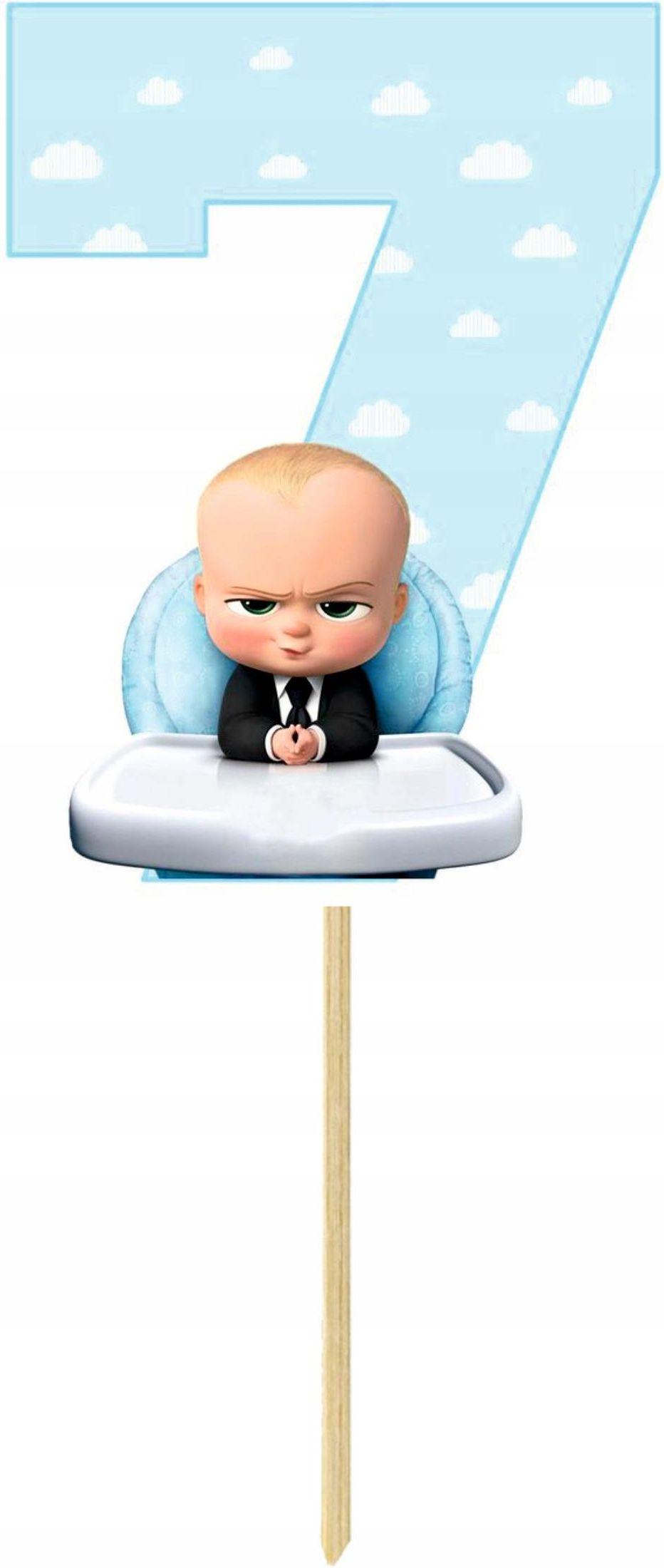Wyjątkowe Z Drewna Topper Na Tort Na Urodziny Boss Baby Cyfra 7 ...