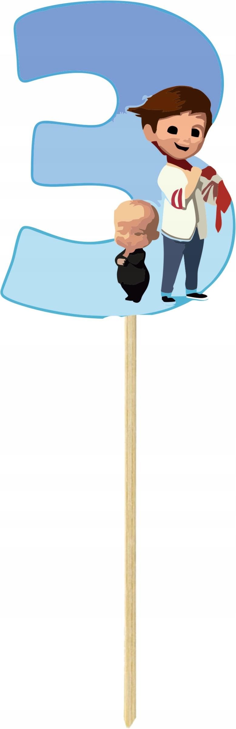 Wyjątkowe Z Drewna Topper Na Tort Na Urodziny Boss Baby Cyfra 3 ...