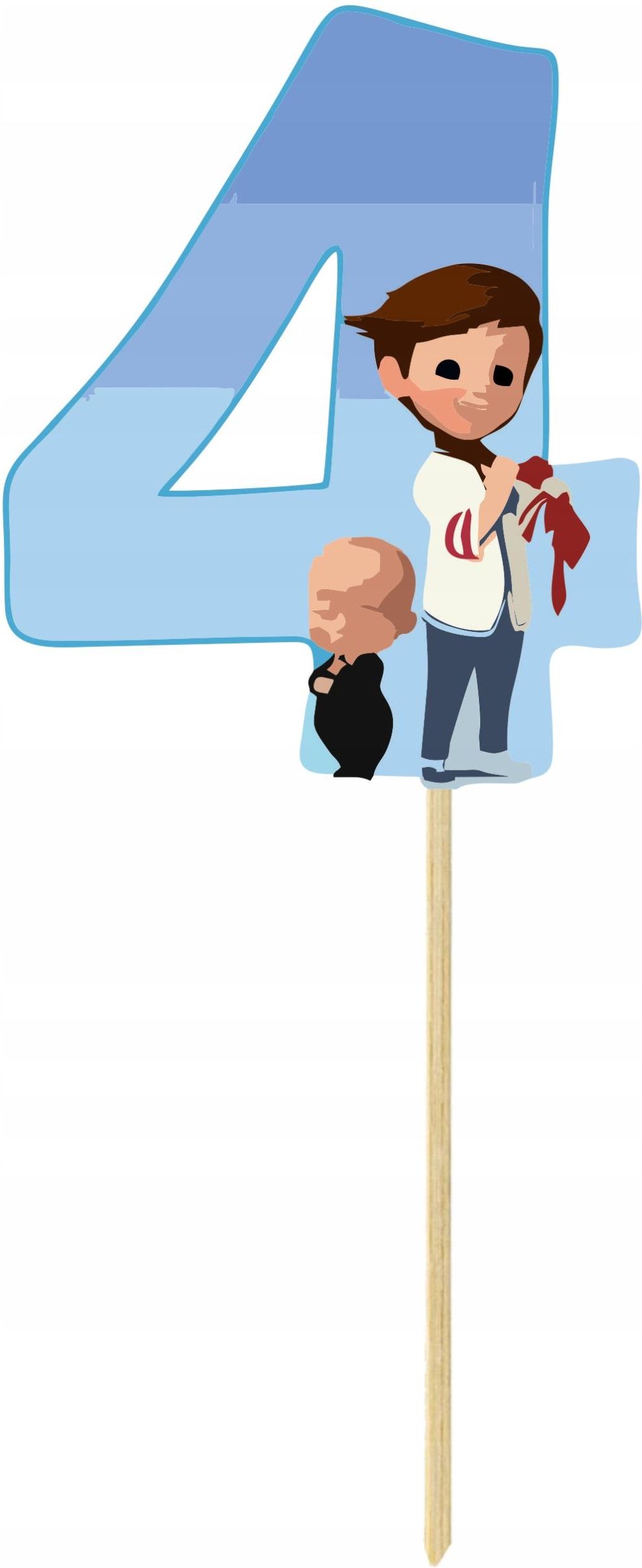 Wyjątkowe Z Drewna Topper Na Tort Na Urodziny Boss Baby Cyfra 4 ...